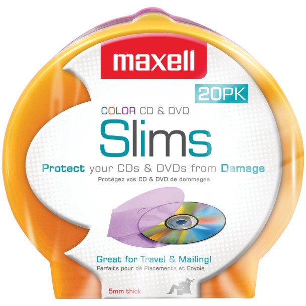 Maxell CD/DVD Slim Plastic Shell Cases, 20 Pack, Assorted Colors – The ...