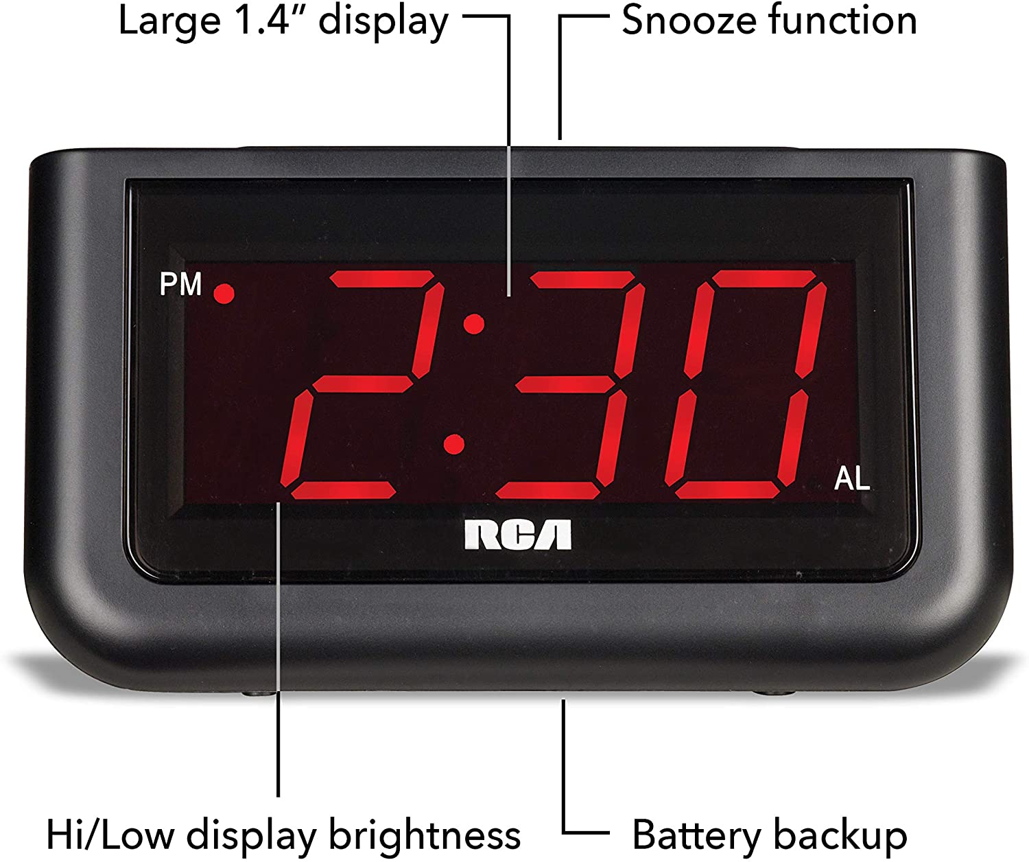 RCA Digital Alarm Clock -1.4" Large LED Display – The Accessories Place